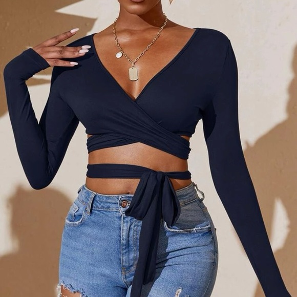 SHEIN | Tops | Navy Blue Crop Top From Shein Size 4smal | Poshmark
